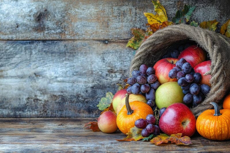 Fall Harvest Decor, Image of Bountiful Cornucopia with Pumpkins, Gourds ...