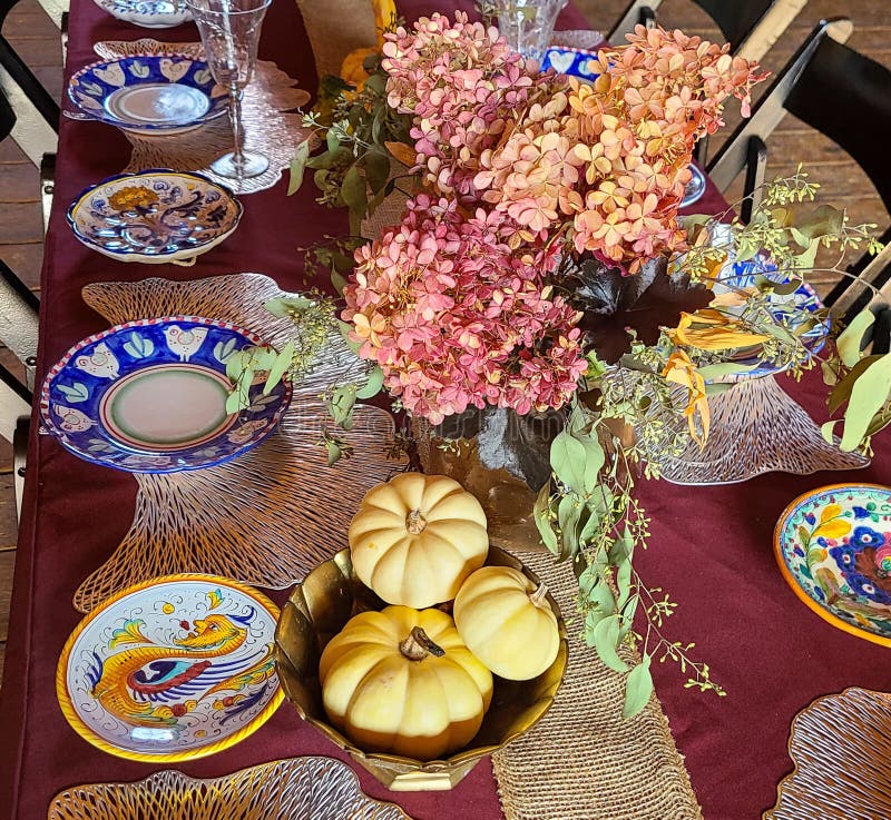 Fall Harvest Party Dinner Table Decor Stock Photo - Image of decor ...