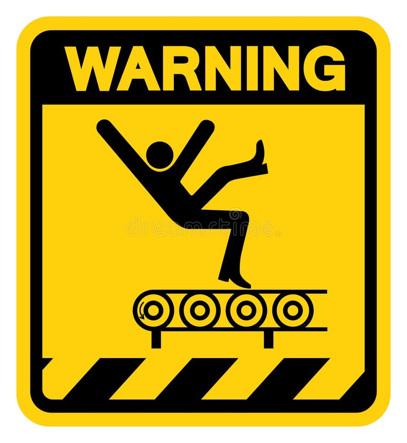 Fall Hazard from Conveyor Warning Sign, Vector Illustration, Isolate on ...