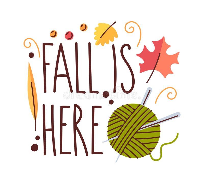 Fall Here Lettering Label Design Stock Illustration - Illustration of ...