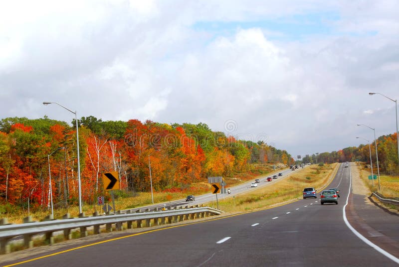 Fall highway stock image. Image of auto, cloudy, highway - 1318553