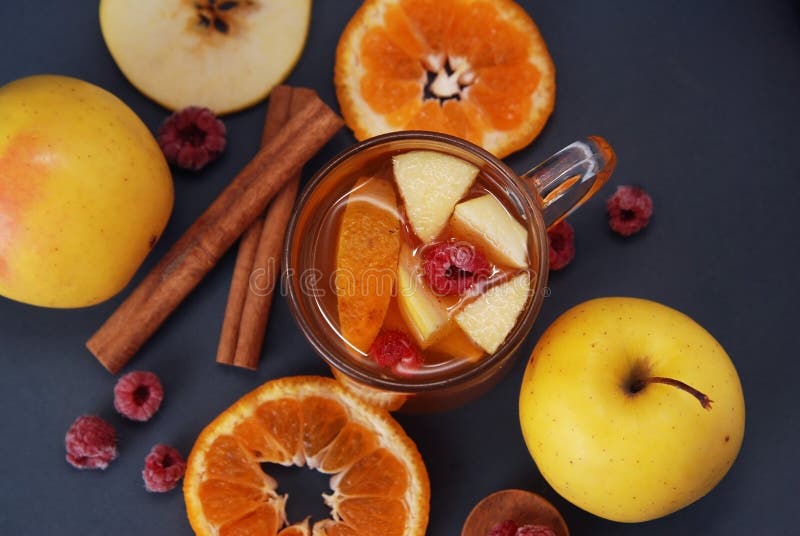 Fall Hot Fruit Tea with Spices. Winter Drink with Apples and ...
