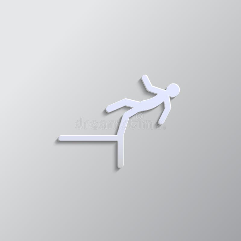 Fall Human, Accident Paper Style Icon. Grey Color Vector Background ...