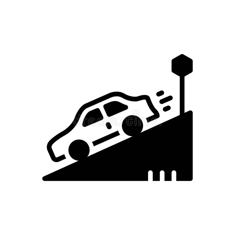 Black Solid Icon for Fall, Car Fall and Slope Stock Illustration ...