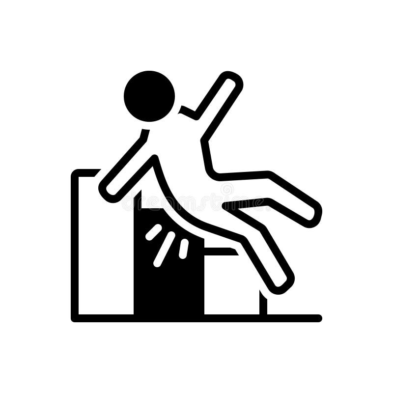 Black Solid Icon for Fall, Downhill and Downfall Stock Illustration - Illustration of fall ...