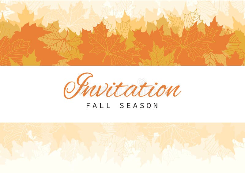 Fall Invitation Card Design with Leaves Stock Vector - Illustration of ...