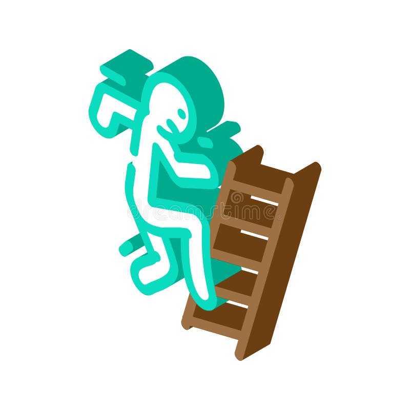 Fall Ladder Accident Isometric Icon Vector Illustration Stock Vector ...