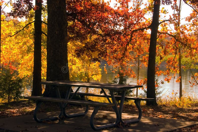 Fall Lake stock photo. Image of table, shadows, color, natural - 326416