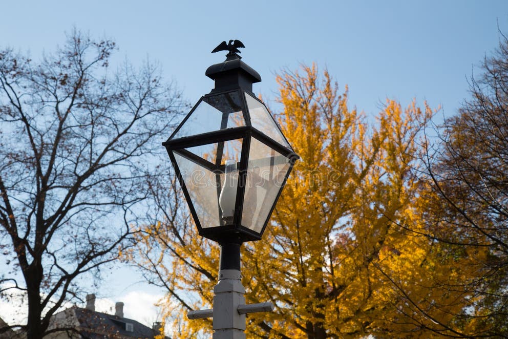 Fall Lamp Post stock photo. Image of lamp, autumn, colorful - 63475400