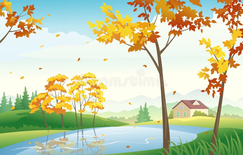 Fall landscape stock vector. Illustration of autumnal - 58636077