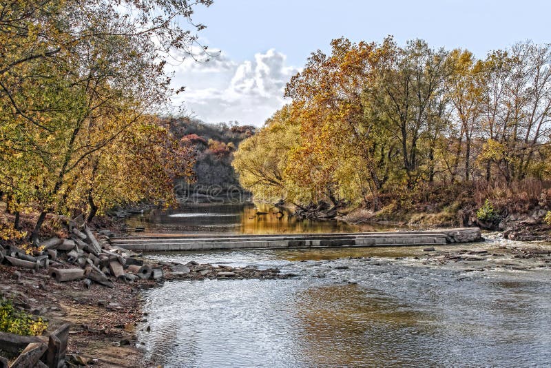 Fall Landscape Scene on a River Stock Photo - Image of water, landscape ...