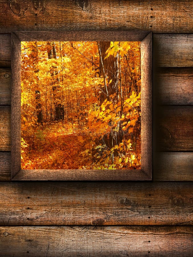Fall Landscape View through a Window Stock Photo - Image of ...