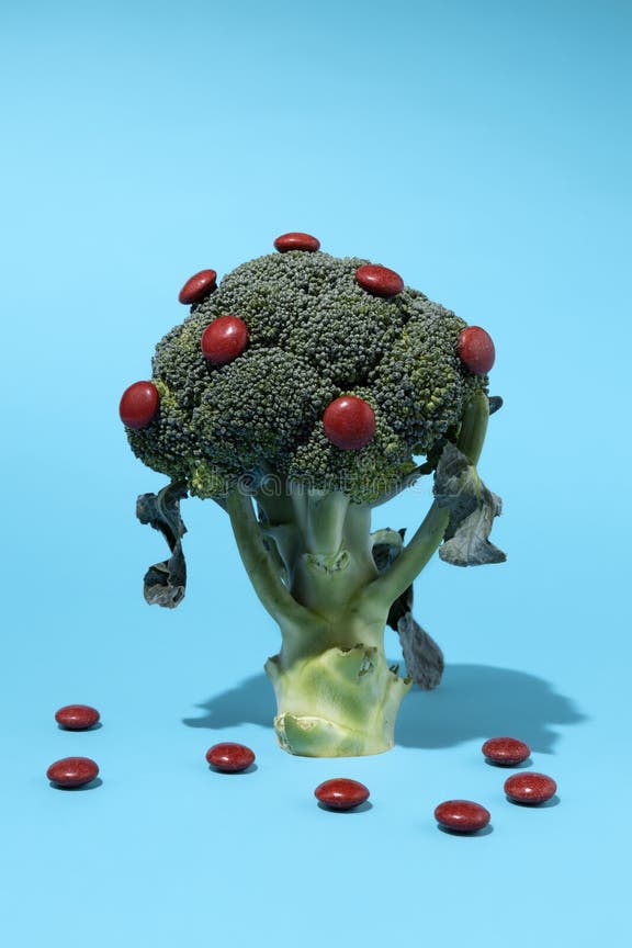 Fall Layout Made of Broccoli Tree with Red Apples Stock Photo - Image ...