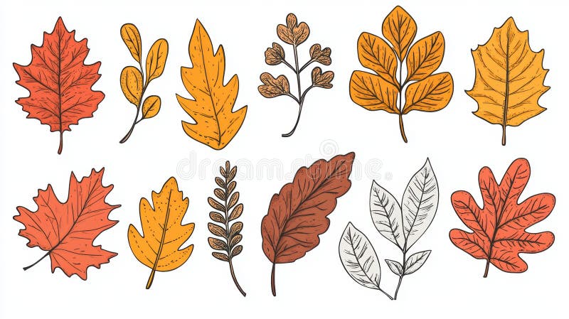 Fall Leaf Doodles, Enhance Your Fall-themed Artwork with this Charming ...