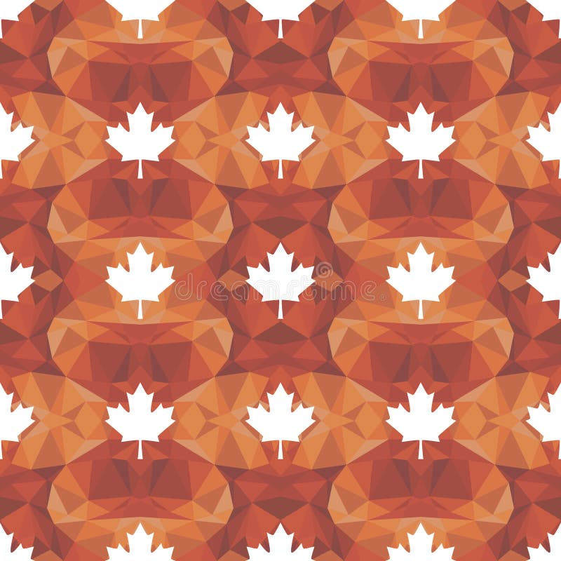 Maple Fall Leaf Canadian Seamless Pattern Abstract Polygonal Style ...
