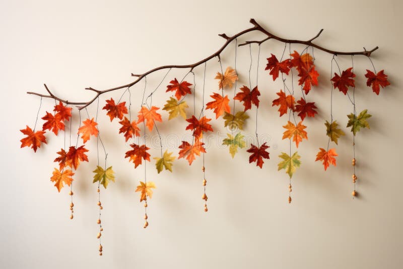Fall Leaf Mobile Hanging Against a Plain Wall Stock Illustration ...