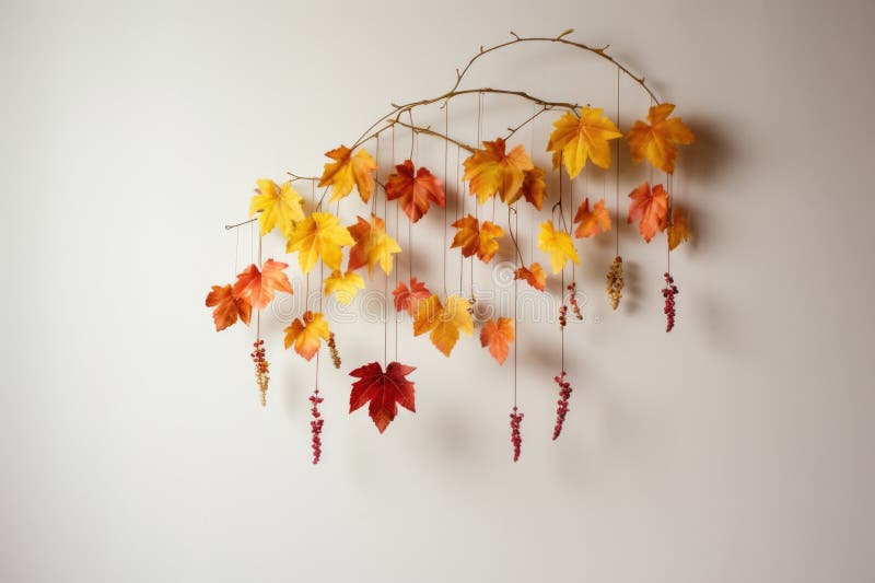 Fall Leaf Mobile Hanging Against a Plain Wall Stock Photo - Image of ...