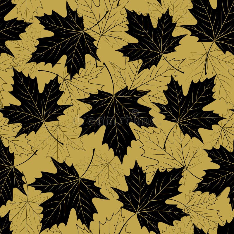 Fall Leaf Seamless Pattern. Autumn Foliage. Repeating Golden Color ...