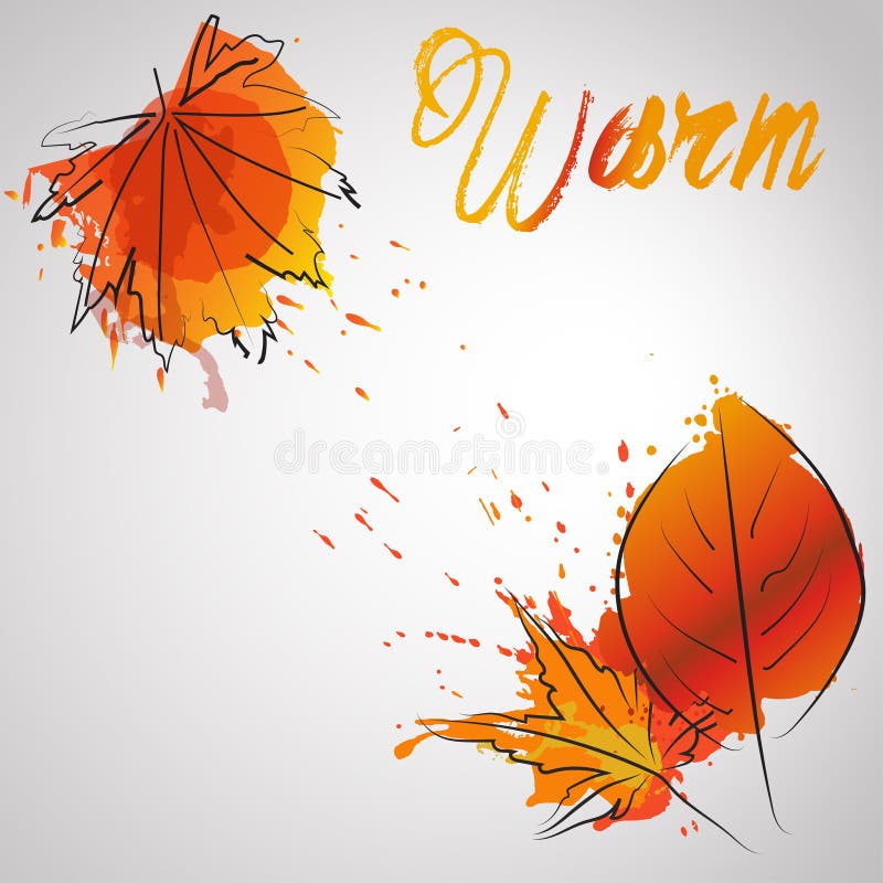 Fall Leafes with Color Splash Warm Color Stock Illustration ...
