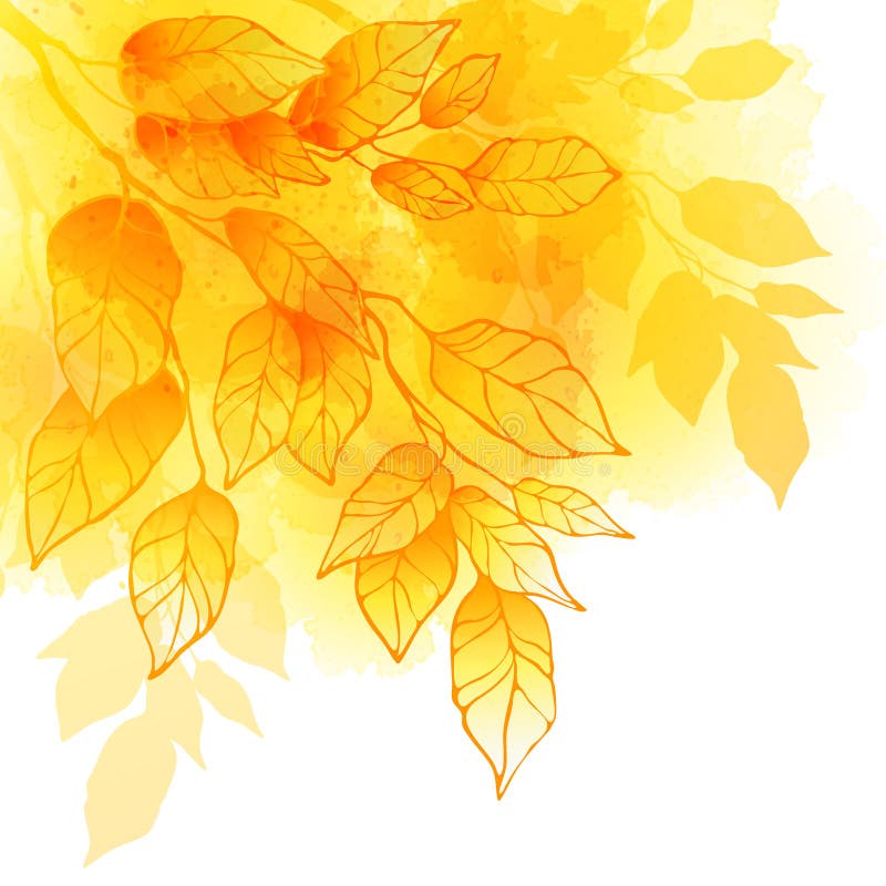 Fall Leafs Watercolor Vector Background Stock Vector - Illustration of ...