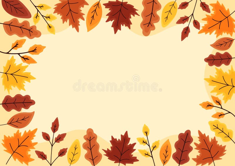 Fall Leave Border Background Vector Illustration Autumn Frame Template ...