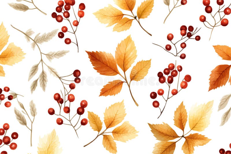 Fall Leave. Harvest Pattern. Watercolor Autumn Seamles Stock ...