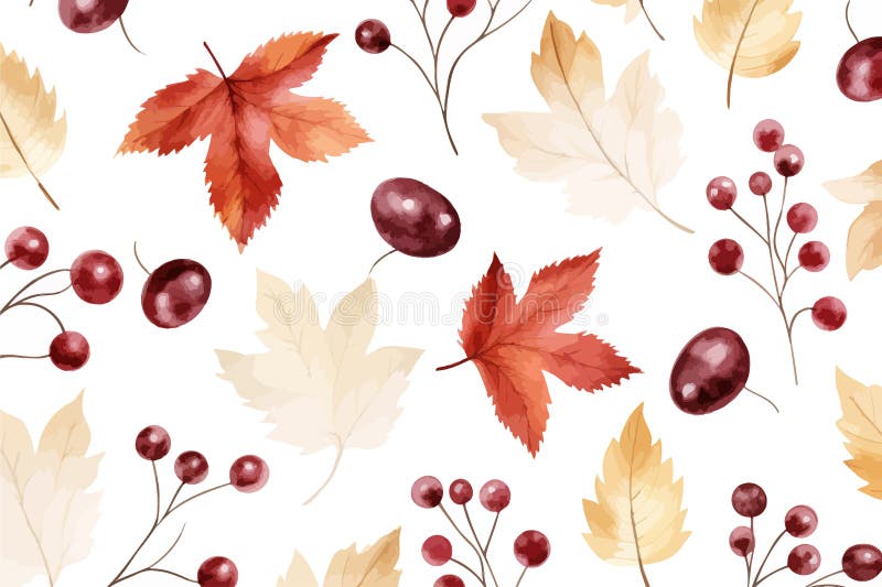 Fall Leave. Harvest Pattern. Watercolor Autumn Seamles Stock ...