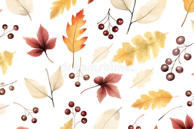 Fall Leave. Harvest Pattern. Watercolor Autumn Seamles Stock ...