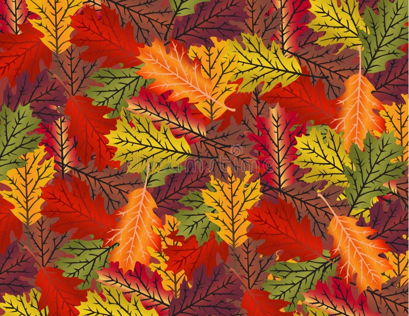 Retro Seamless Pattern with Autumn Leaves Stock Vector - Illustration ...