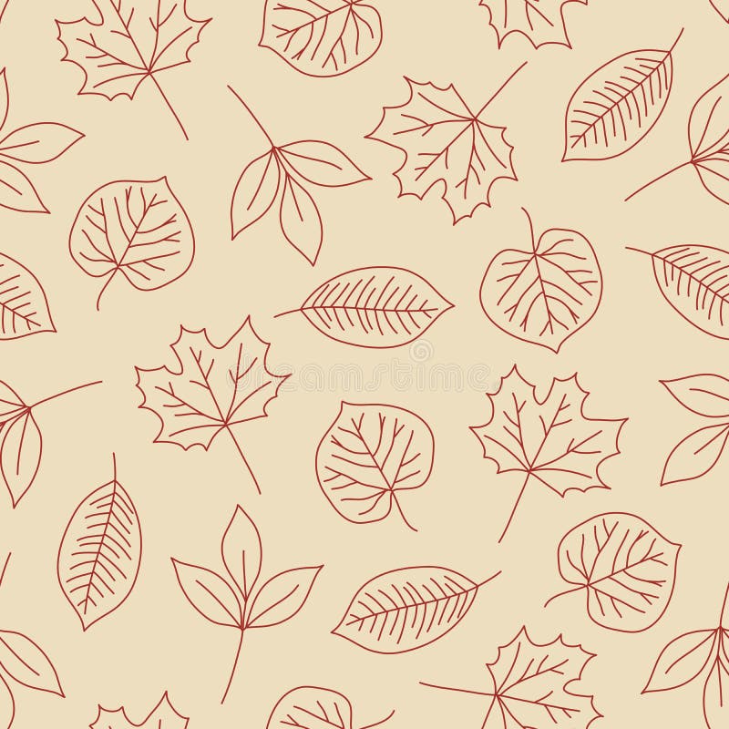 Outlines of Scattered Fall Leaves Surface Design Textiles Seamless ...