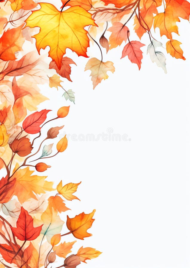 Fall Leaves Art Project Watercolor Border Stock Illustration ...