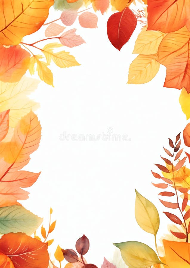 Fall Leaves Art Project Watercolor Border Frame Stock Illustration ...