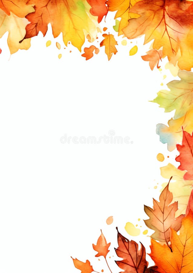 Fall Leaves Art Project Watercolor Border Frame Stock Illustration ...