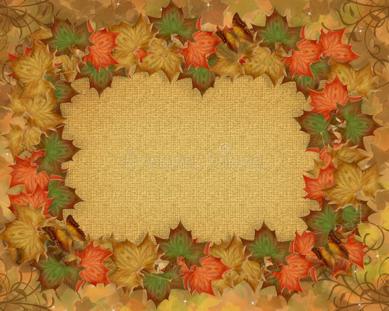 Autumn Greeting Card with Leaves Border Stock Vector - Illustration of ...