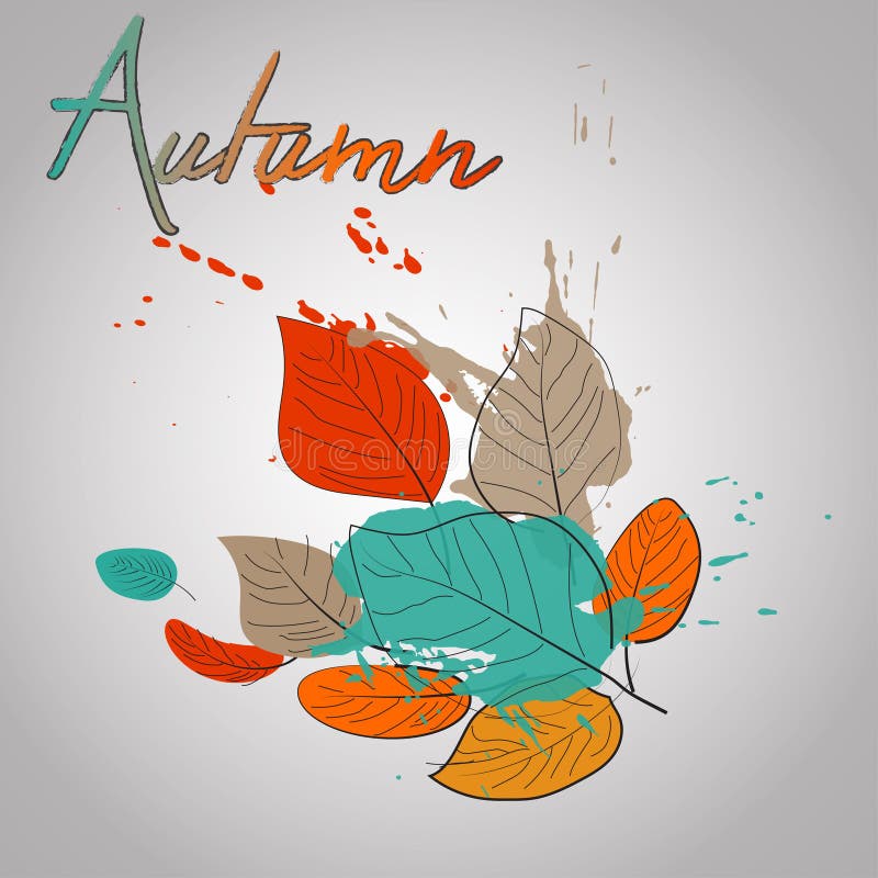 Fall Leaves with Color Splash Warm Fall Stock Illustration ...