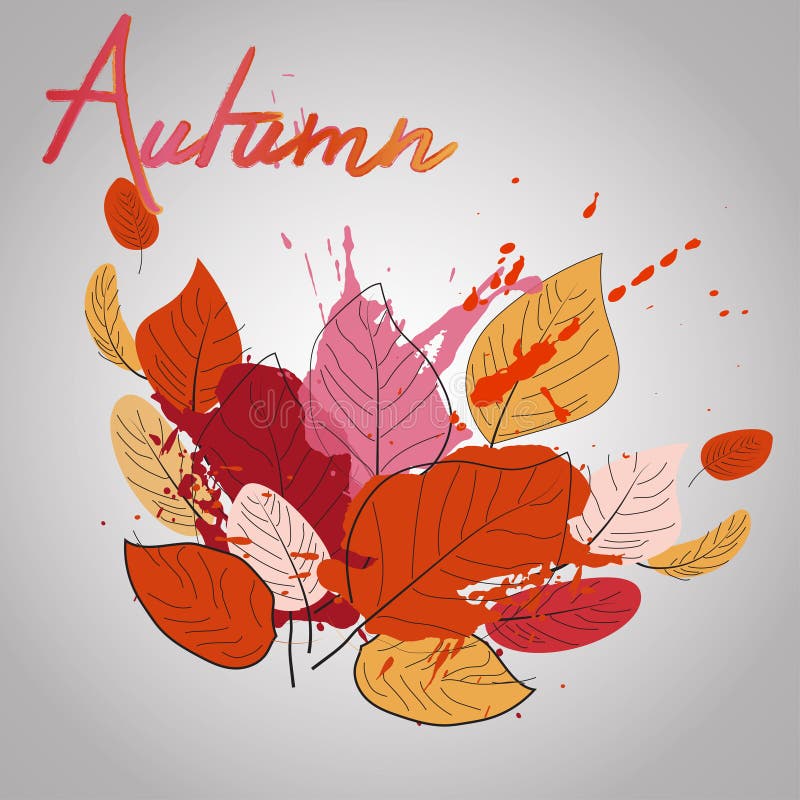 Fall Leaves with Color Splash Warm Fall Stock Illustration ...