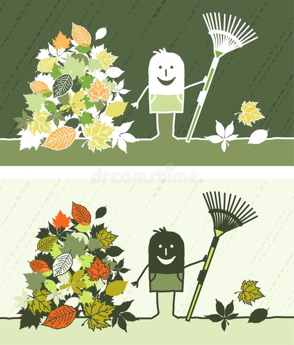 Cartoon Raking Leaves Stock Illustrations – 567 Cartoon Raking Leaves ...