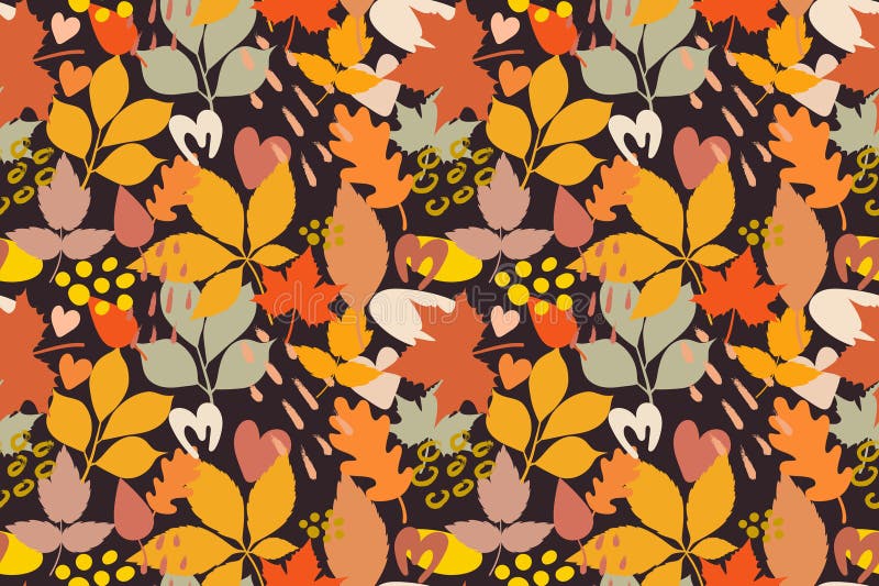 Fall Leaves Colorful Seamless Pattern for Fabric, Paper, Presentations ...