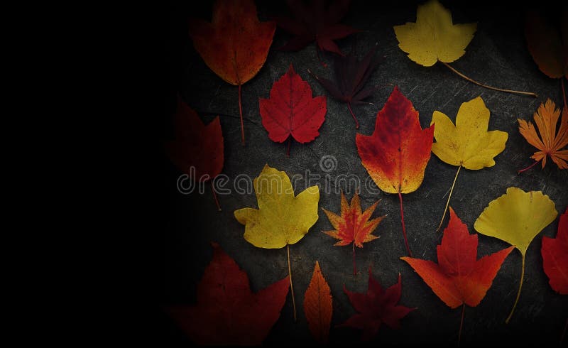 Fall Leaves on Dark Background Stock Photo - Image of color, orange ...