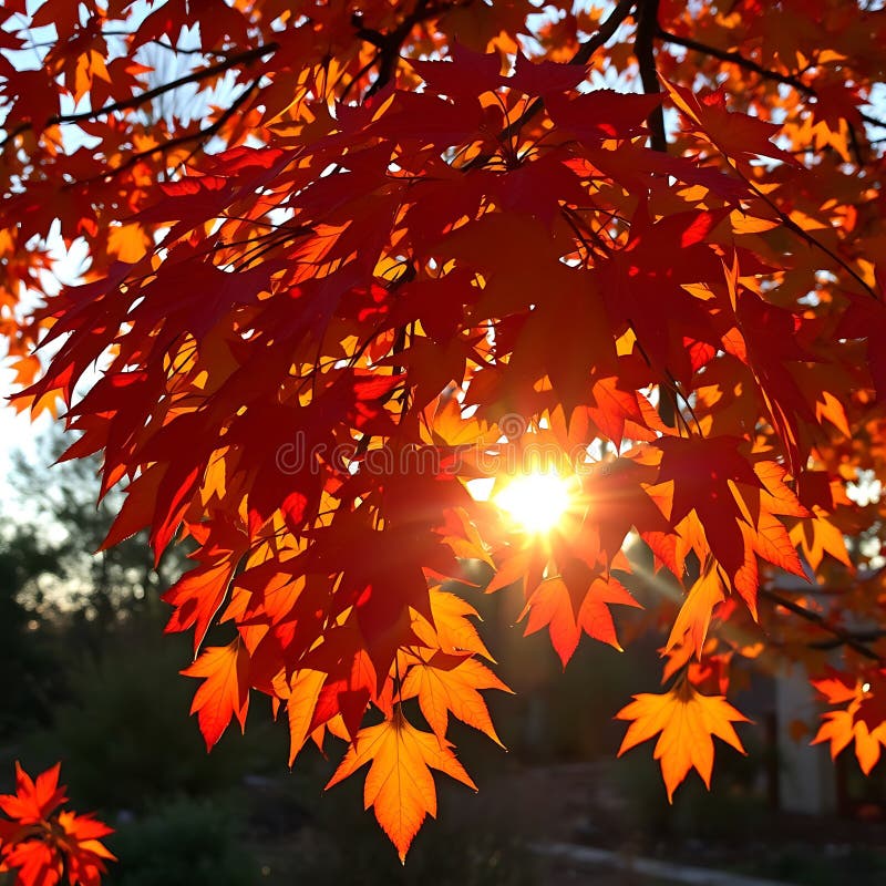 Fall Leaves in First Morning Light Stock Illustration - Illustration of ...