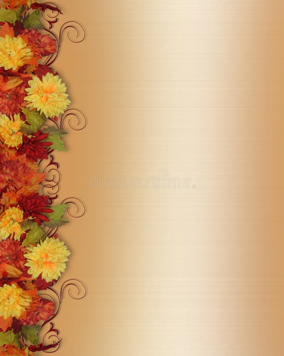 Fall Leaves and Flowers Border Stock Illustration - Illustration of ...