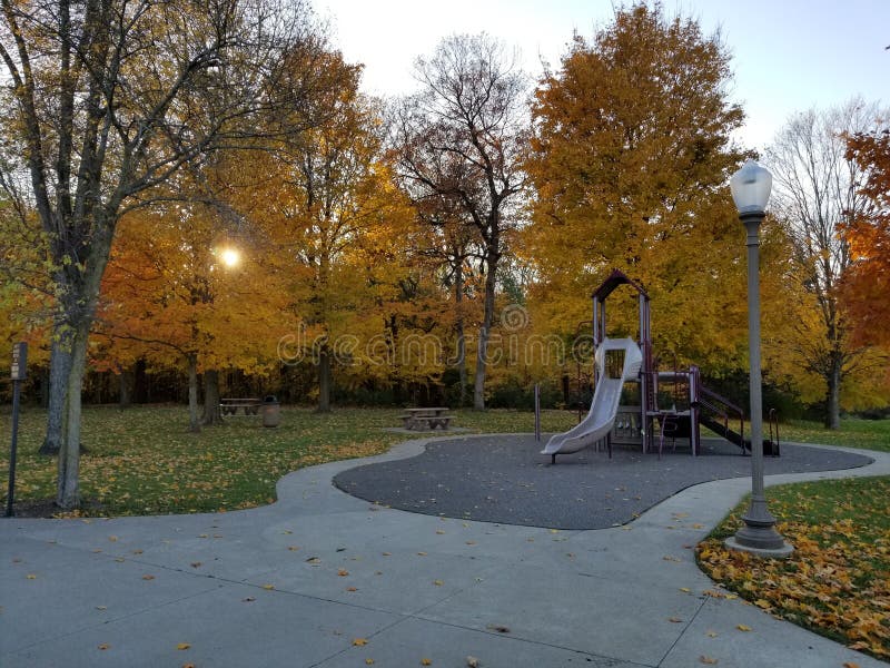 Fall Leaves at the Playground Stock Image - Image of yellow, leaf ...