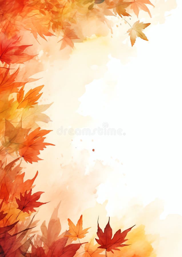 Fall Leaves Swirling in the Wind Watercolor Border Frame Stock ...