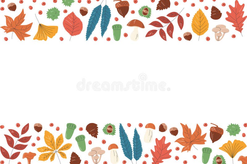 Fall Leaves Vector Border Design with Copy Space Stock Illustration ...