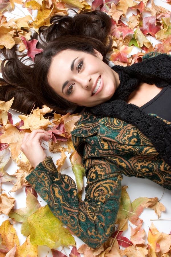 Fall Leaves Woman stock image. Image of fall, smile, smiling - 3328865