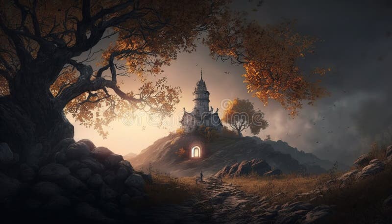 Fall into the Light. Surreal Mystical Fantasy Artwork Stock ...