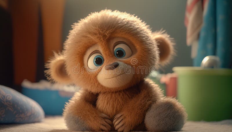 Fall in Love with an Adorable Fluffy Monkey Plush Toy Character ...