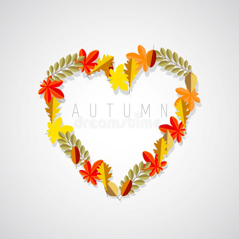 Autumn Love, Heart Shape, Leaf Stock Vector - Illustration of pattern ...