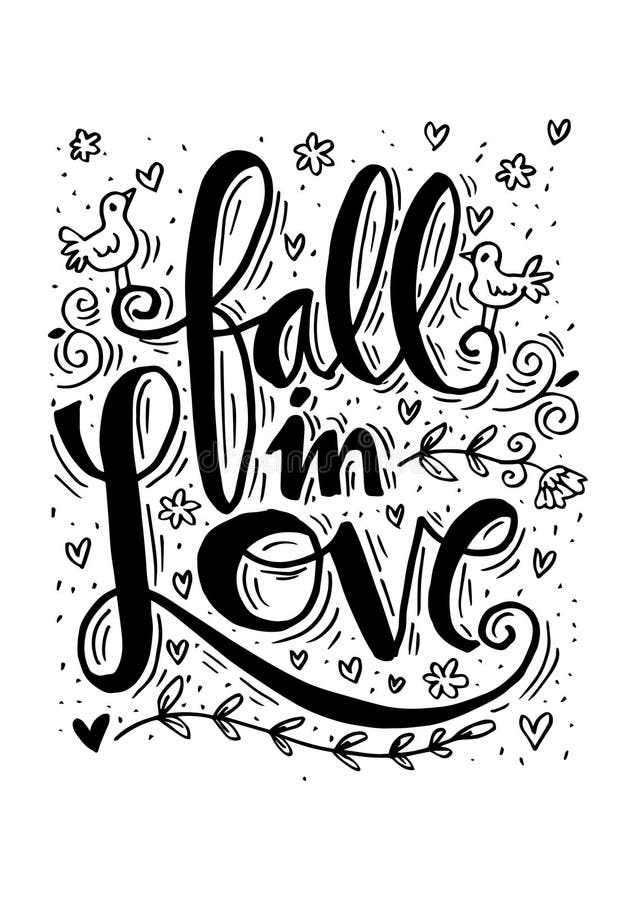 Fall in love lettering. stock vector. Illustration of letters - 112444751