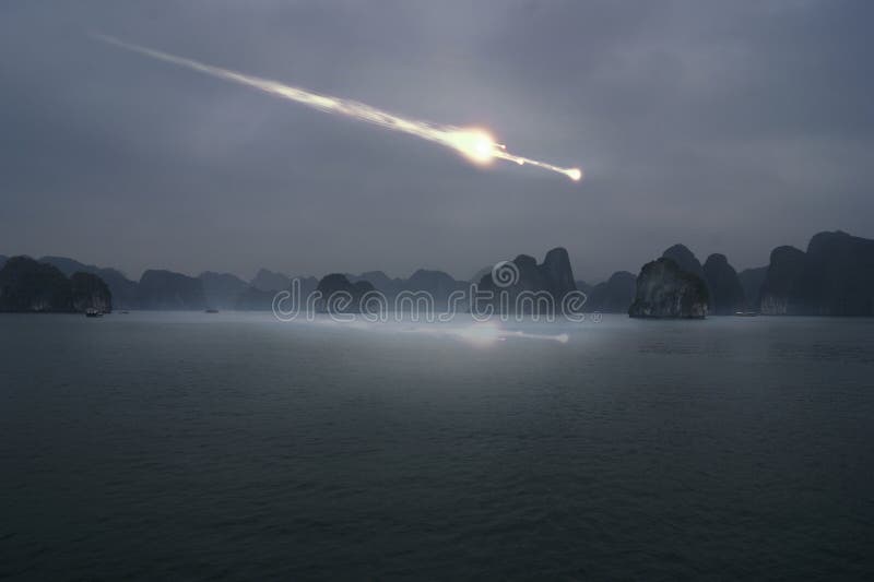The Fall of a Meteorite in the Sea Stock Photo - Image of landscape ...